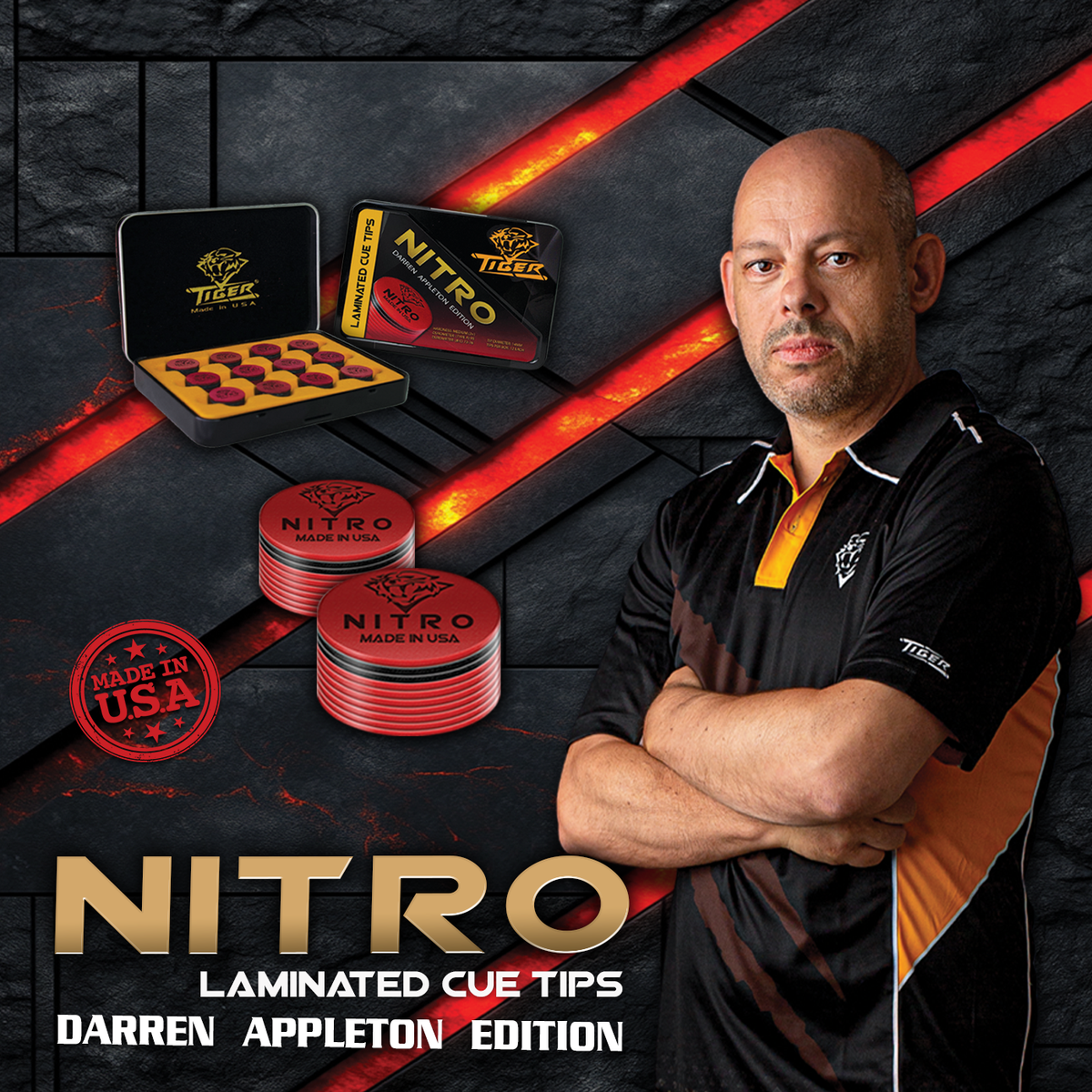 (NEW) Nitro Laminated Cue Tip- Darren Appleton Edition – Tiger Products