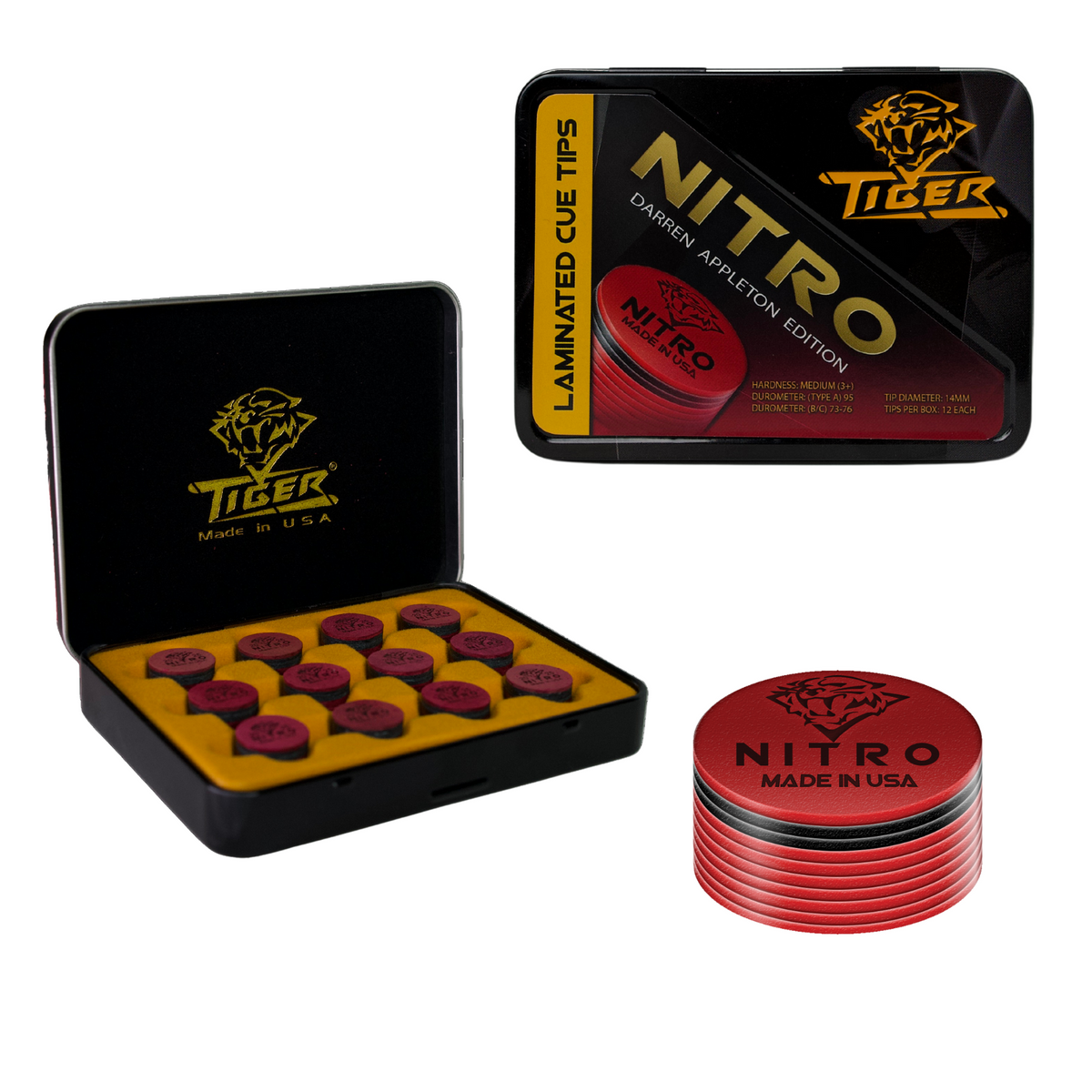(NEW) Nitro Laminated Cue Tip- Darren Appleton Edition – Tiger Products